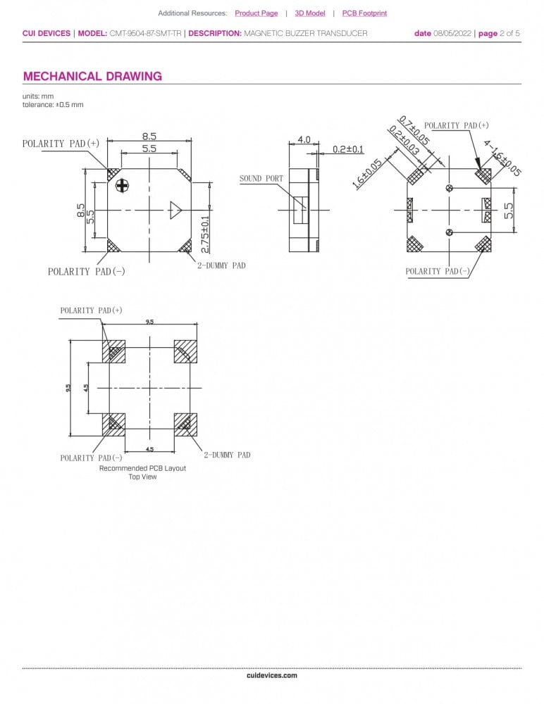 CMT-9504-87-SMT-TR datasheet page 2