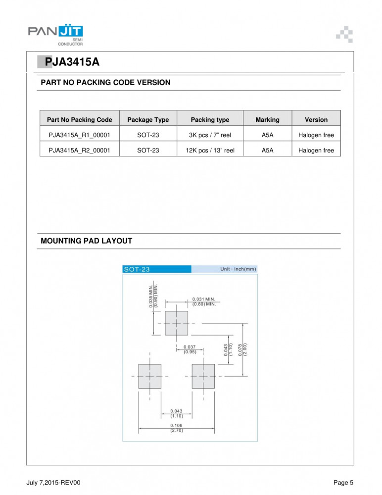 PJA3415A datasheet page 5