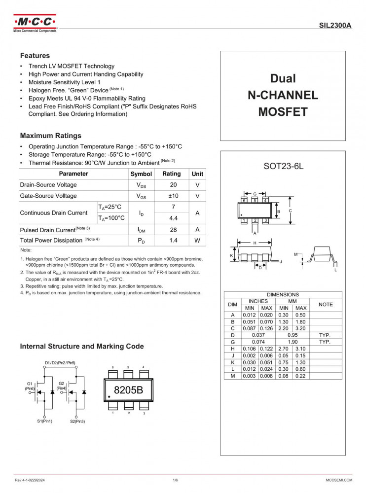SIL2300A-TP datasheet page 1