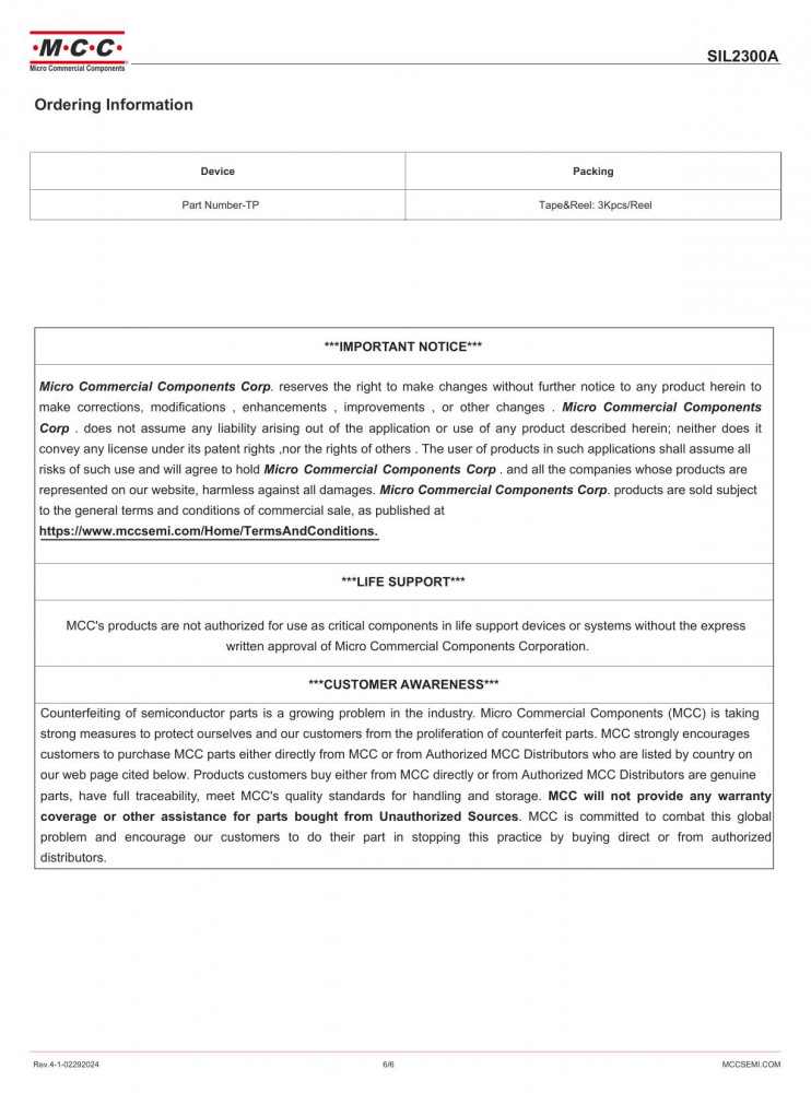 SIL2300A-TP datasheet page 6