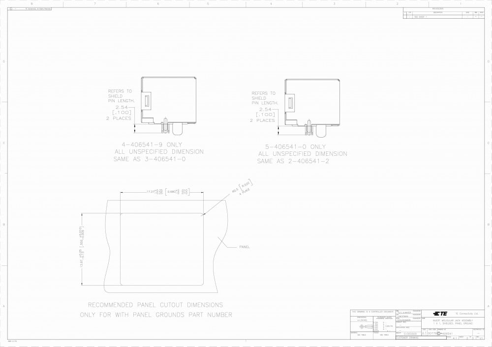 TE Connectivity 1-406541-5 controlled drawing page 2