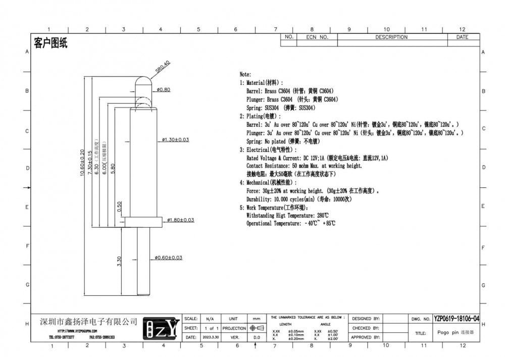 YZP0619-18106-04 product specification page 3