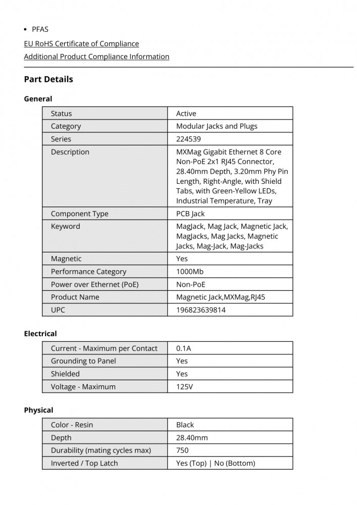 Technical document page 2 for MOLEX 2245390003