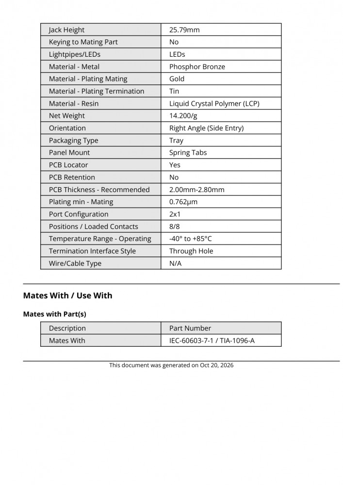 Technical document page 3 for MOLEX 2245390003