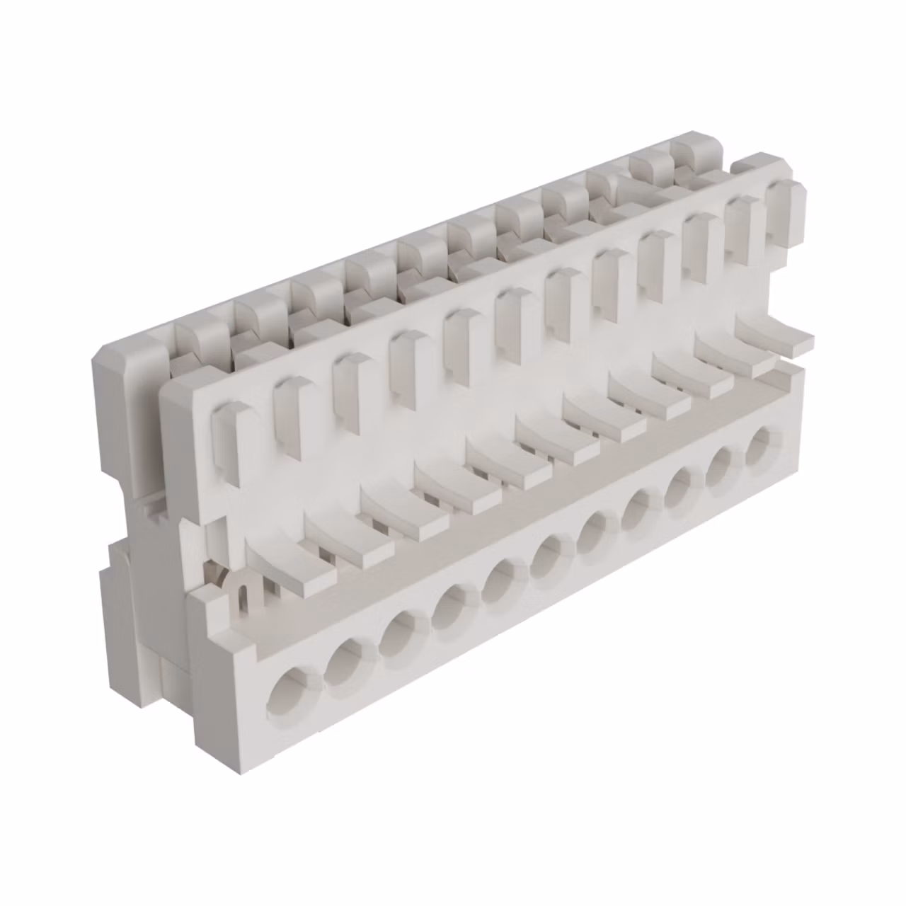 Appli-Mate RAST 2.5 Female Connector, 2.50mm Pitch, 11 Circuits, All Position Keys, Open Endwalls, Polarizing Rib Between Circuits 9 & 10 for sale