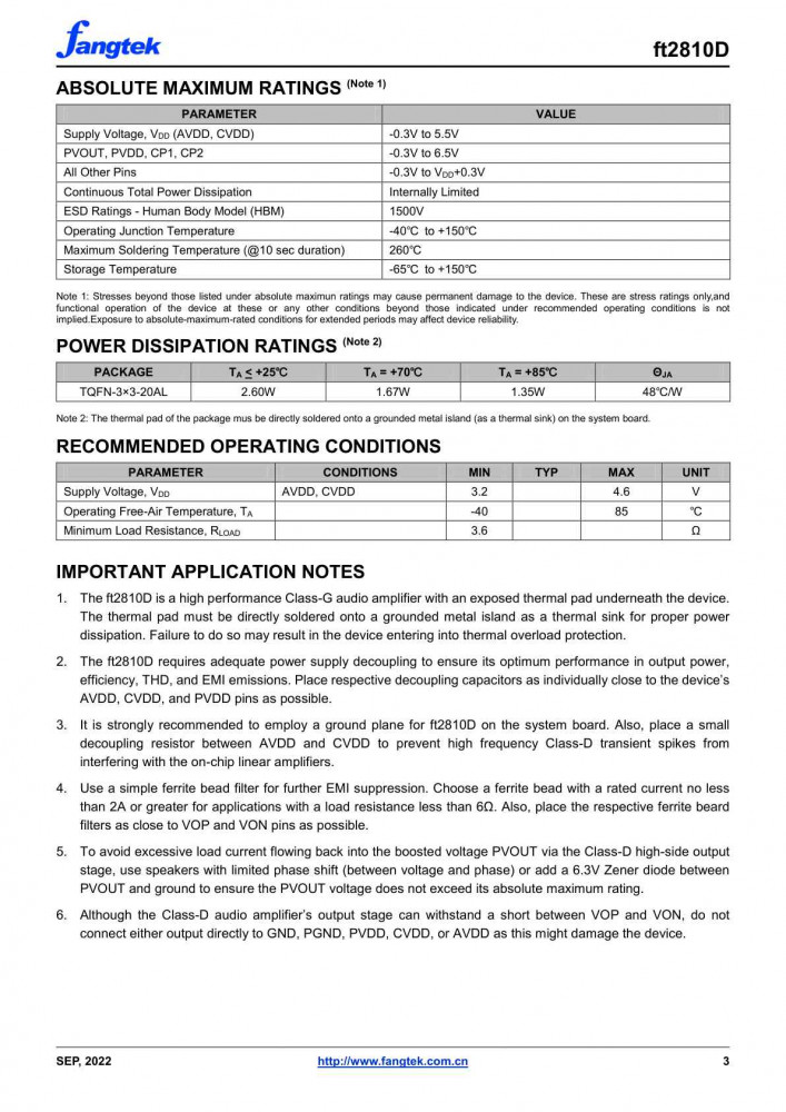 FT2810DQ datasheet page 3
