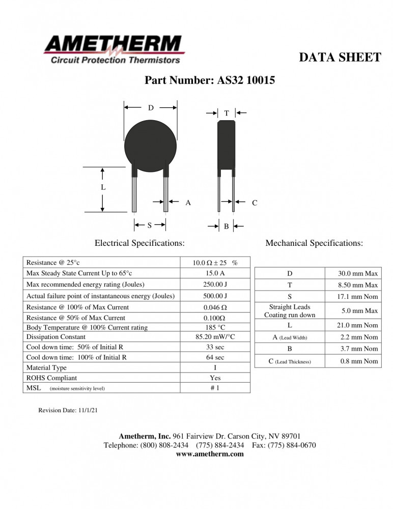 Ametherm AS32 10015 datasheet page