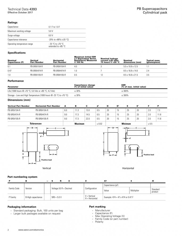 PB-series supercapacitor datasheet page 2