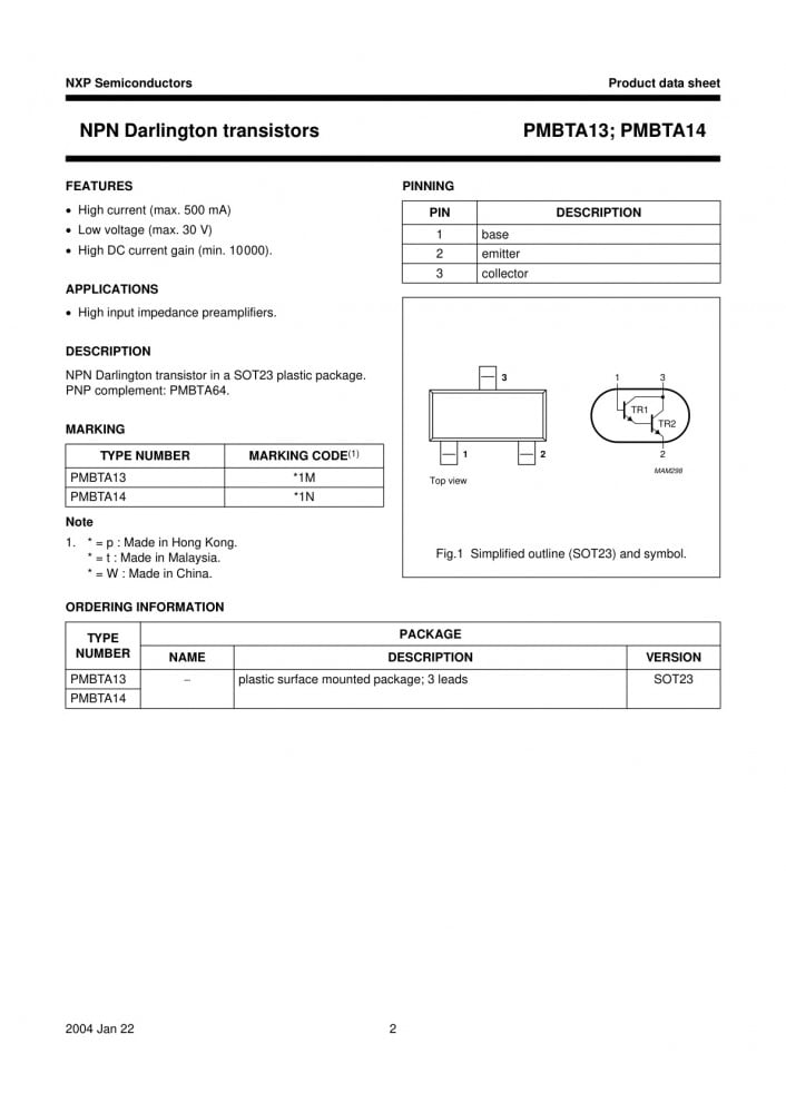 PMBTA13 datasheet page 3
