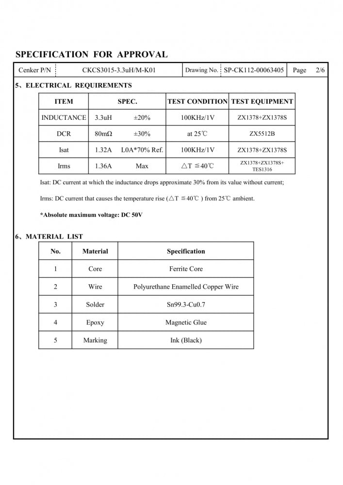 CKCS3015-3.3uH/M-K01 specification page 4