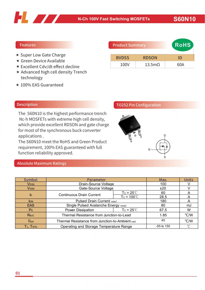 S60N10 datasheet page 1