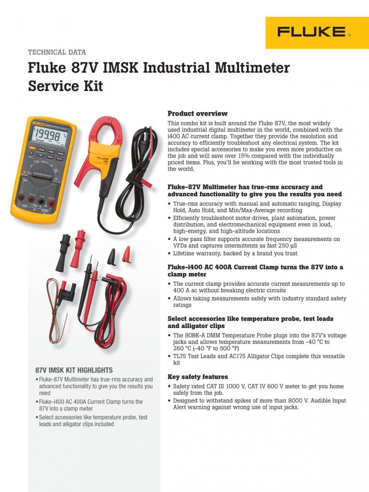 Fluke 87V IMSK product document, page 1