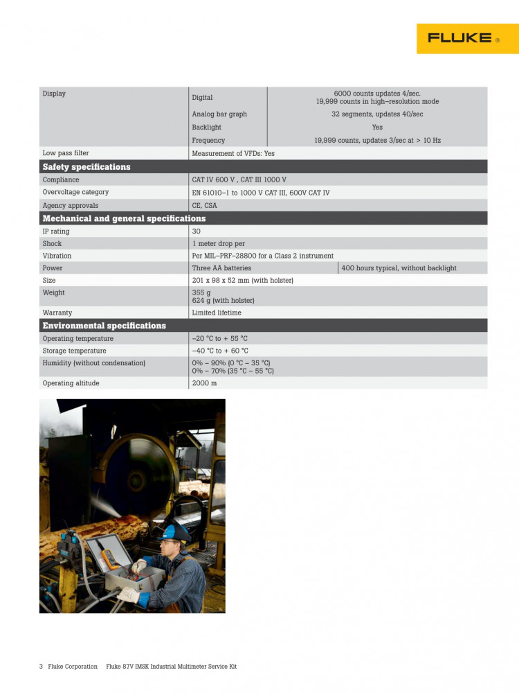 Fluke 87V IMSK product document, page 3
