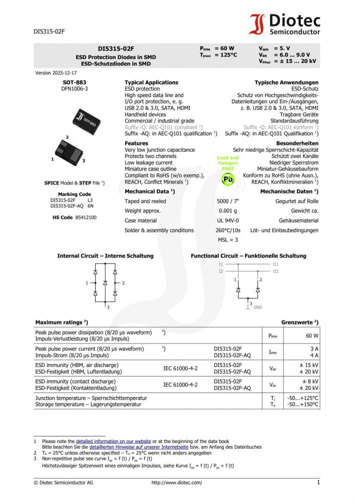 DI5315-02F datasheet page 1