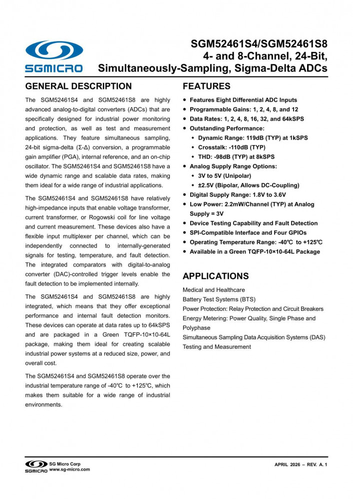 SGM52461S4 datasheet page 1