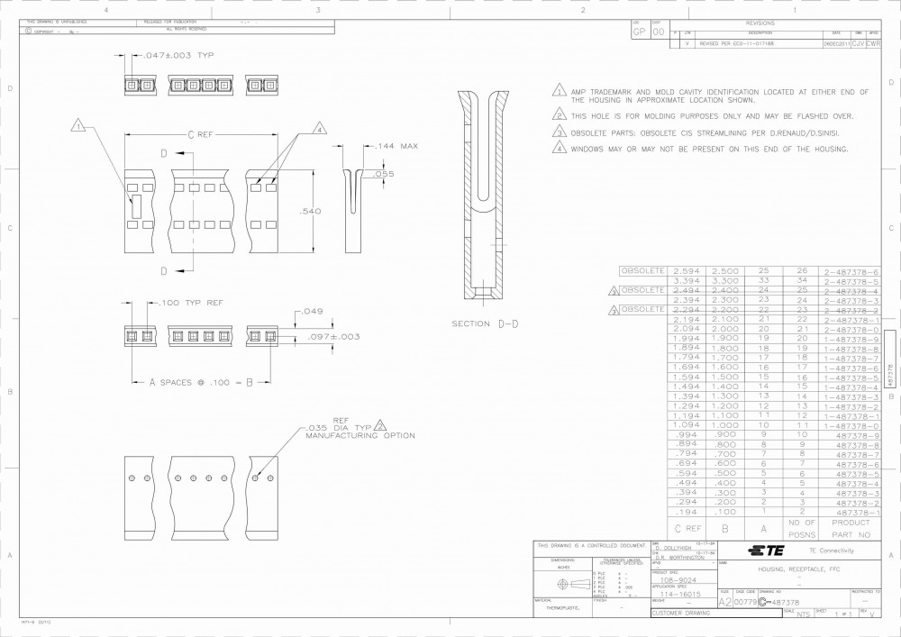 TE Connectivity 487378-9 controlled drawing