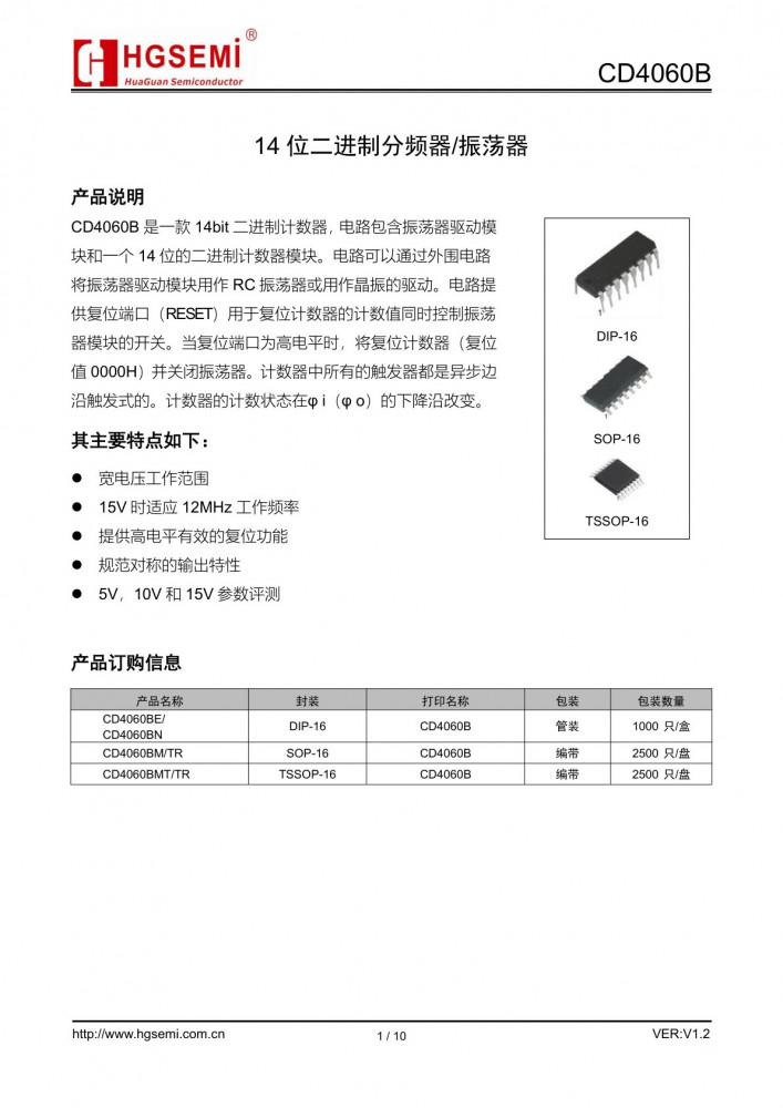 CD4060BE datasheet page 1