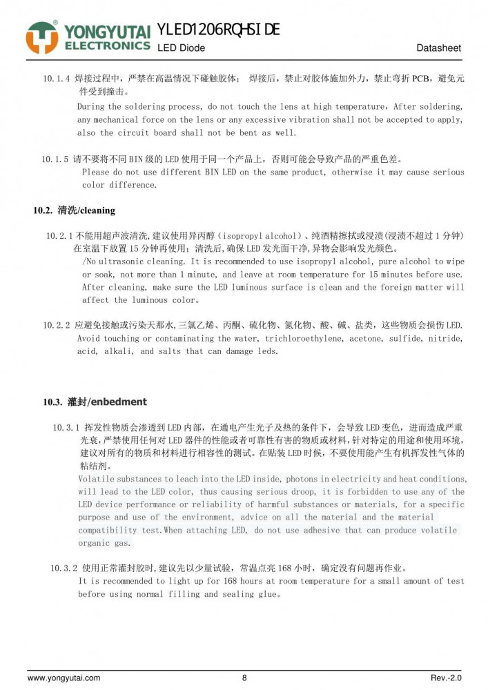 YLED1206RQHSIDE datasheet page 8