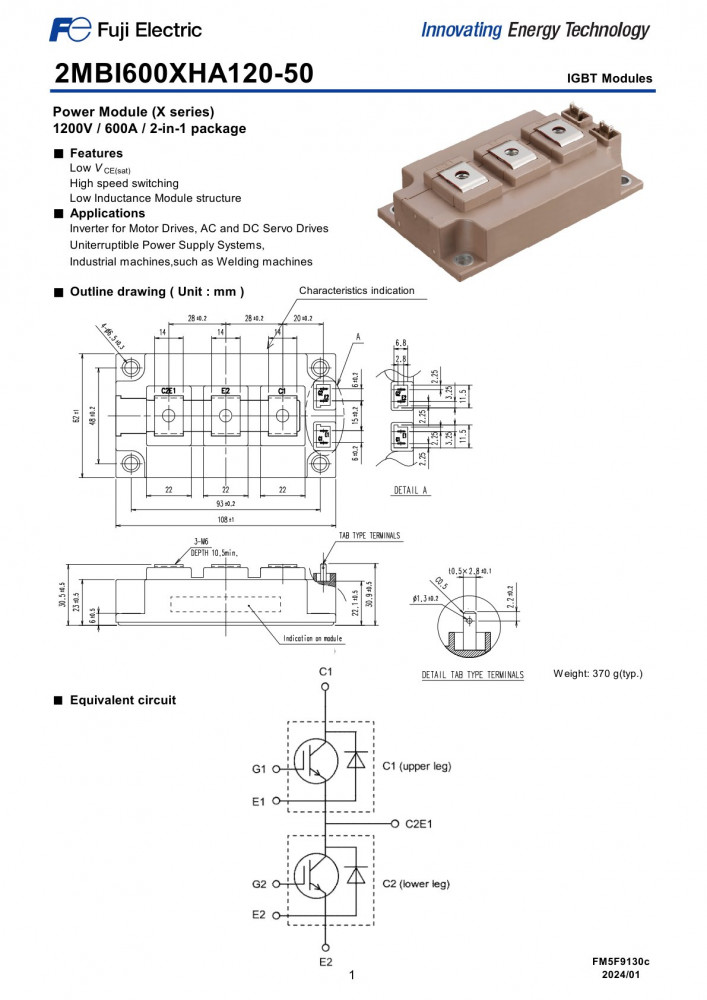 2MBI600XHA120-50 datasheet page 1