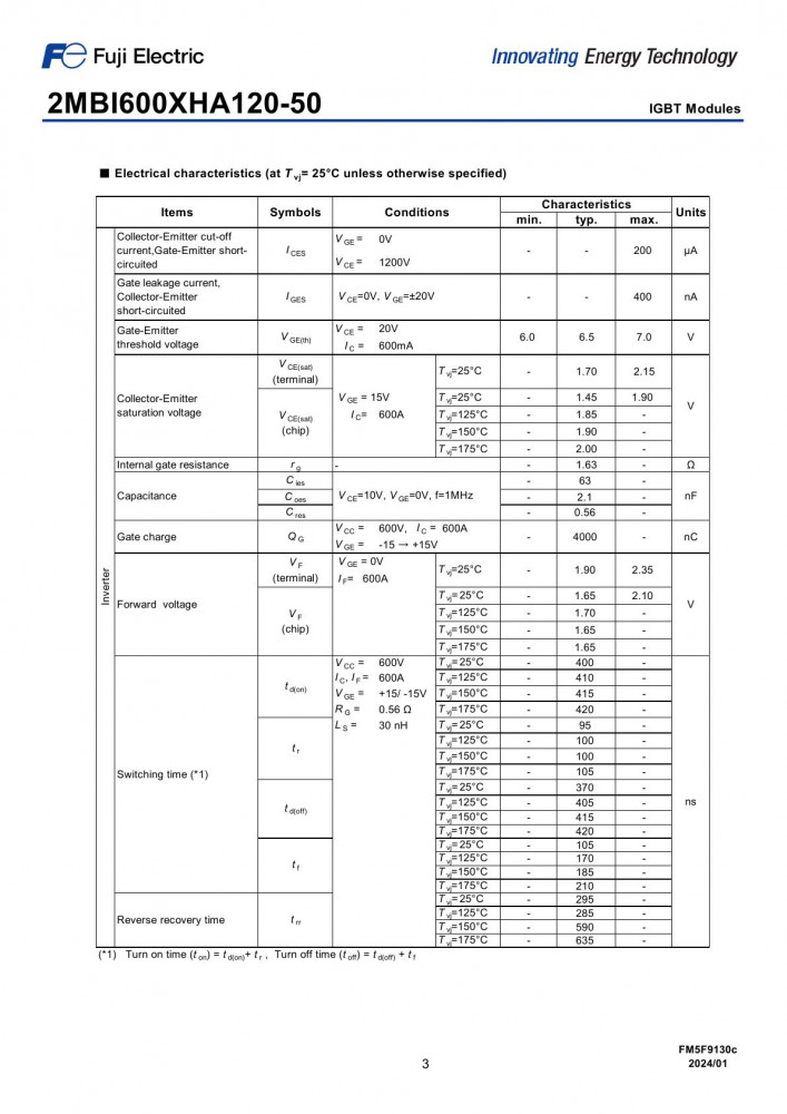 2MBI600XHA120-50 datasheet page 3