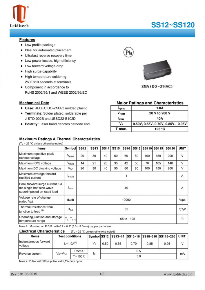 Leiditech SS14 datasheet page 1