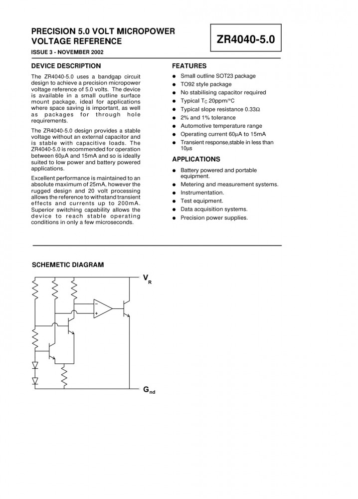 ZR4040-5.0 datasheet page 1