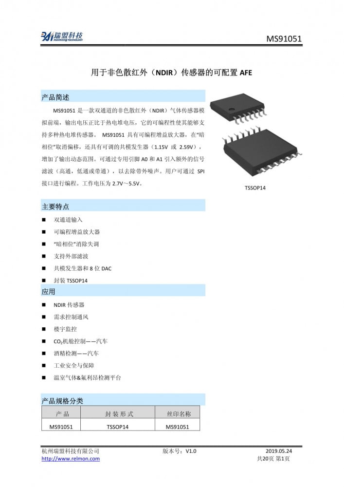 MS91051 datasheet page 1