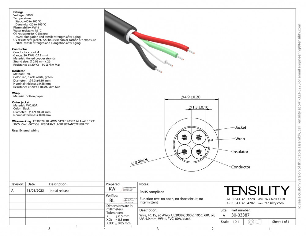 Tensility International 30-03387 product drawing