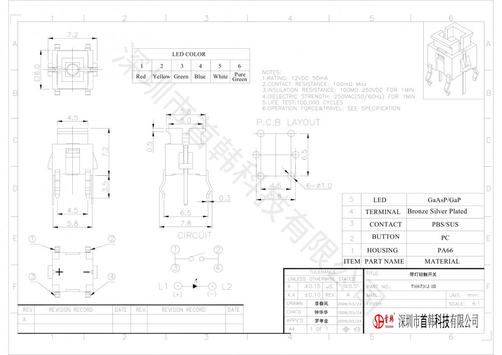 TS6672CJ BD specification page 1