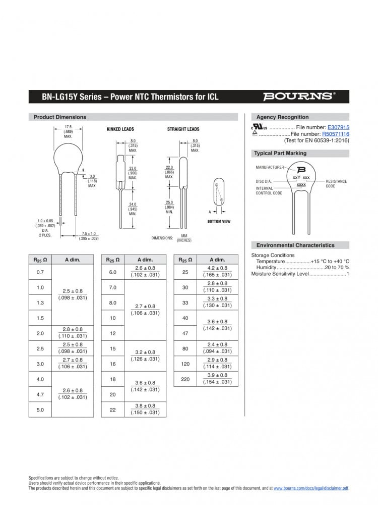 BN-LG15Y series datasheet page 2