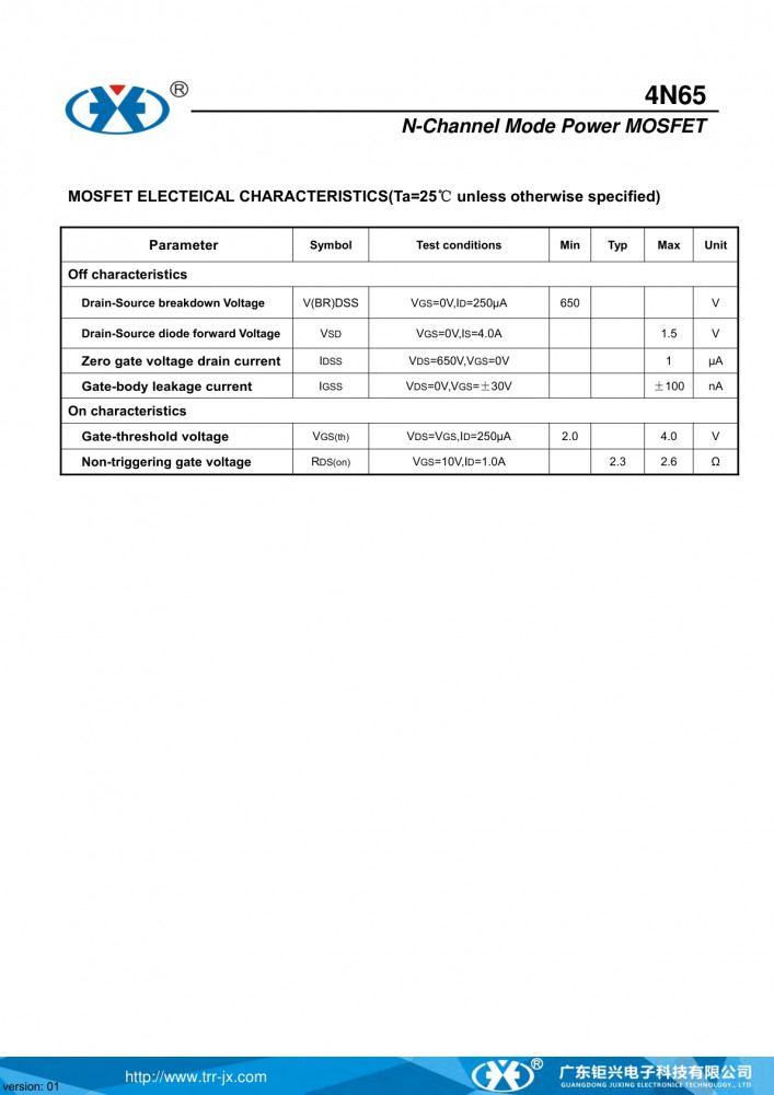 JUXING 4N65 datasheet page 2