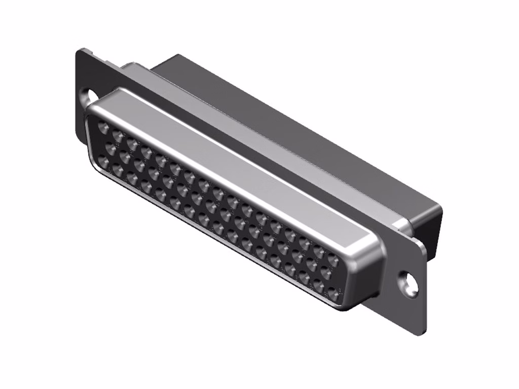 FCT Standard-Density D-Sub Crimp Housing, Male, Shell with Dimples, Non-Magnetic, 25 Circuits, Black Front and Rear Insulator, Crimp Contacts Not Included