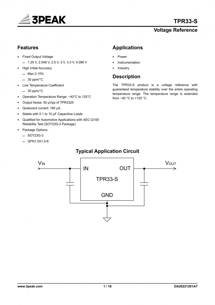 TPR3330-S3TR-S datasheet page 1
