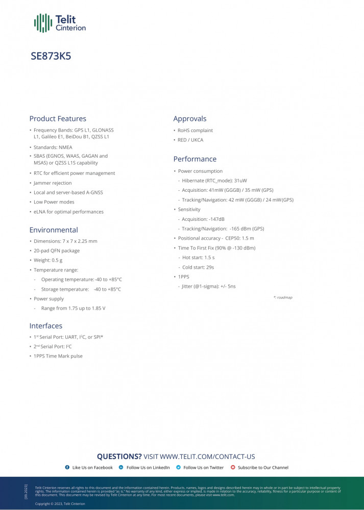 SE873K5 technical document page 2