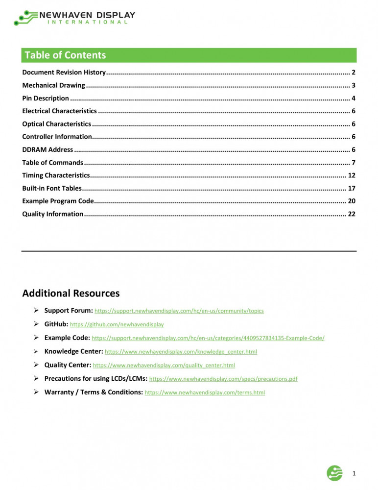 NHD-0420CW-AG3 datasheet page 2