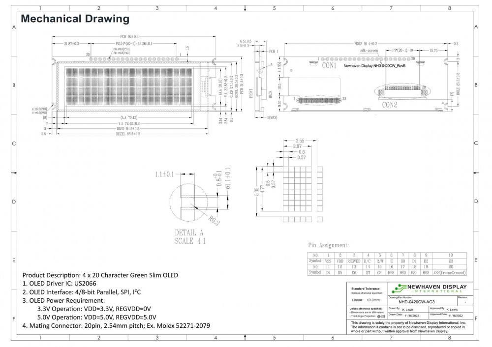 NHD-0420CW-AG3 datasheet page 4