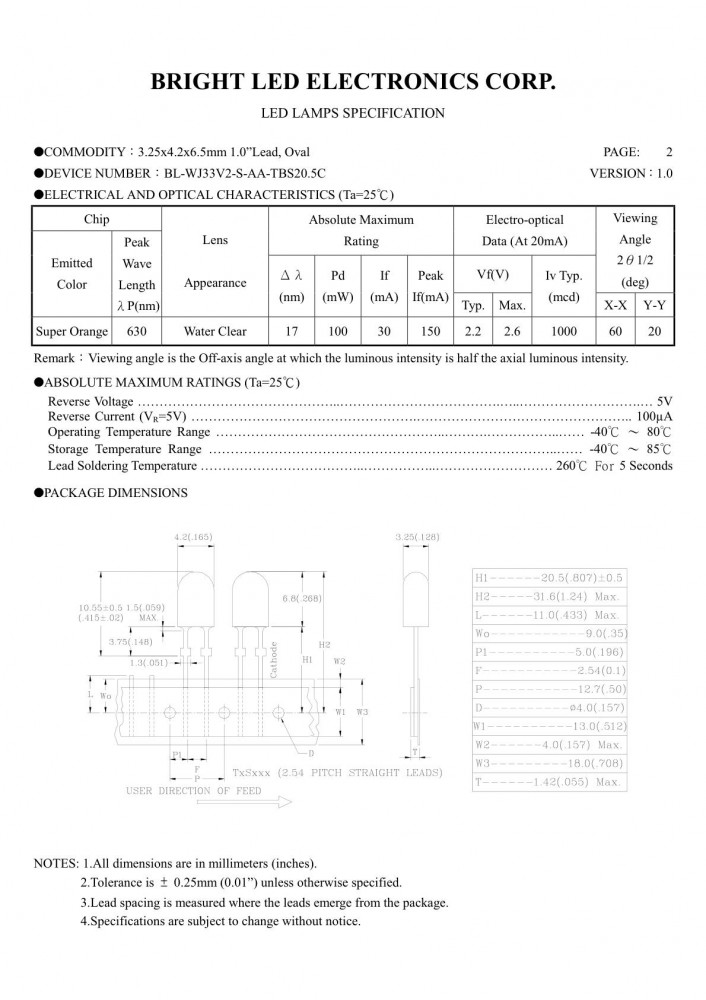 BL-WJ33V2-S-AA-TBS20.5C datasheet page 1