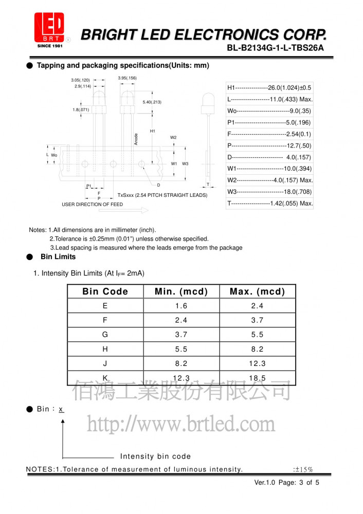 BL-B2134G-1-L-TBS26A technical document page 3