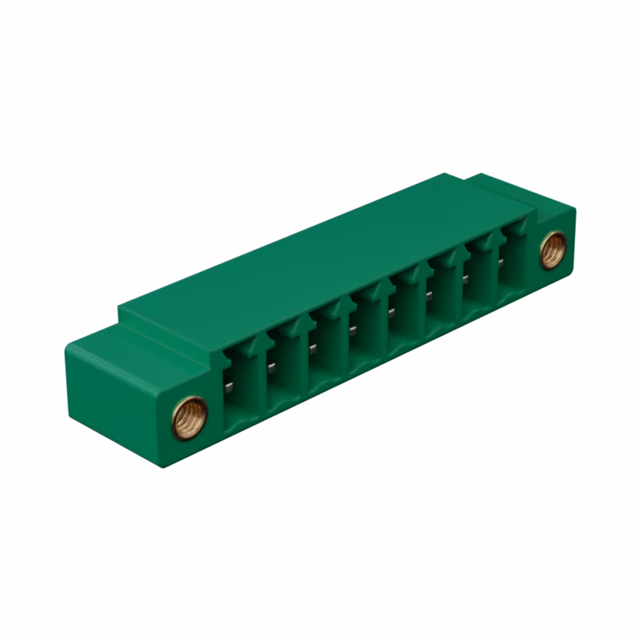 3.81mm Pitch Eurostyle Right-Angle PCB Header, with Threaded Retention Inserts, Green Housing, 8 Circuits for sale