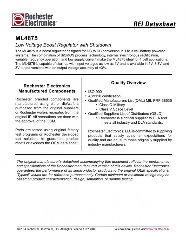 ML4875 datasheet page 1