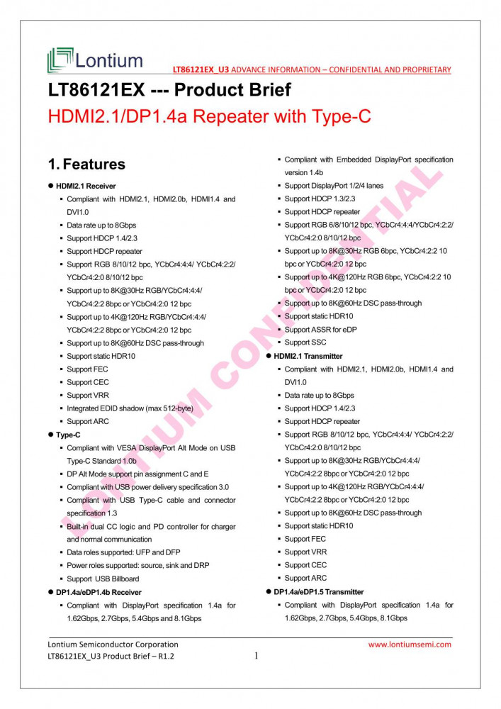LT86121EX technical document page 1