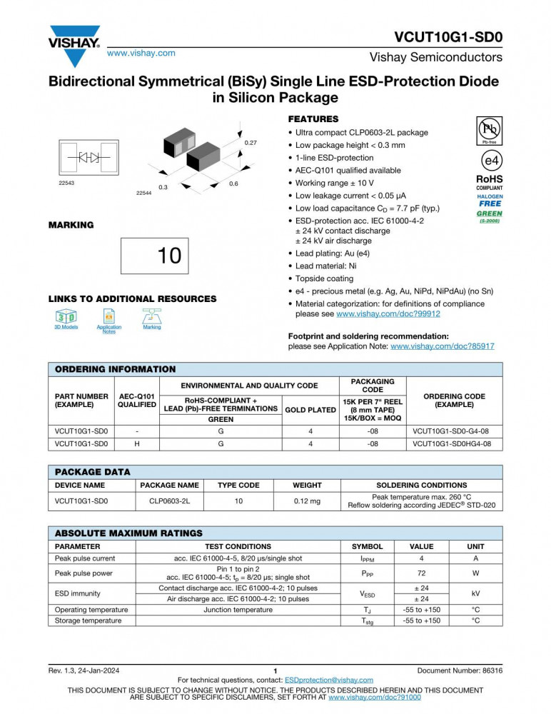 VCUT10G1-SD0 datasheet page 1