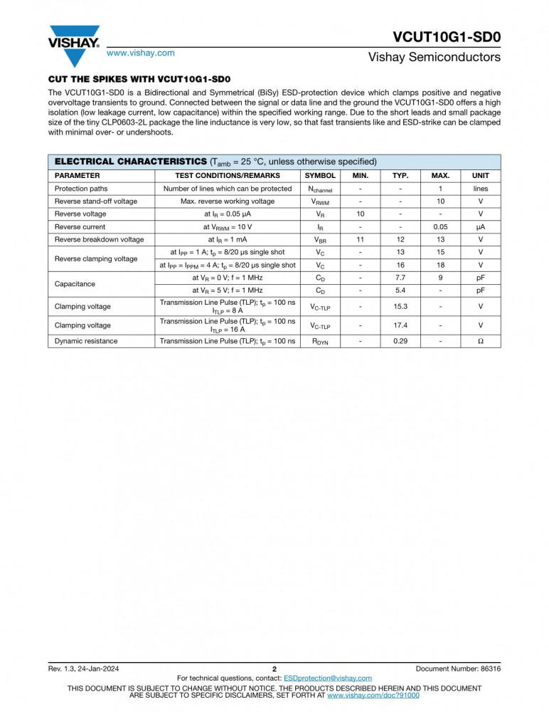 VCUT10G1-SD0 datasheet page 2