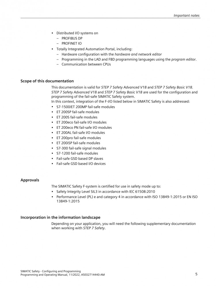 SIMATIC Safety document page 5