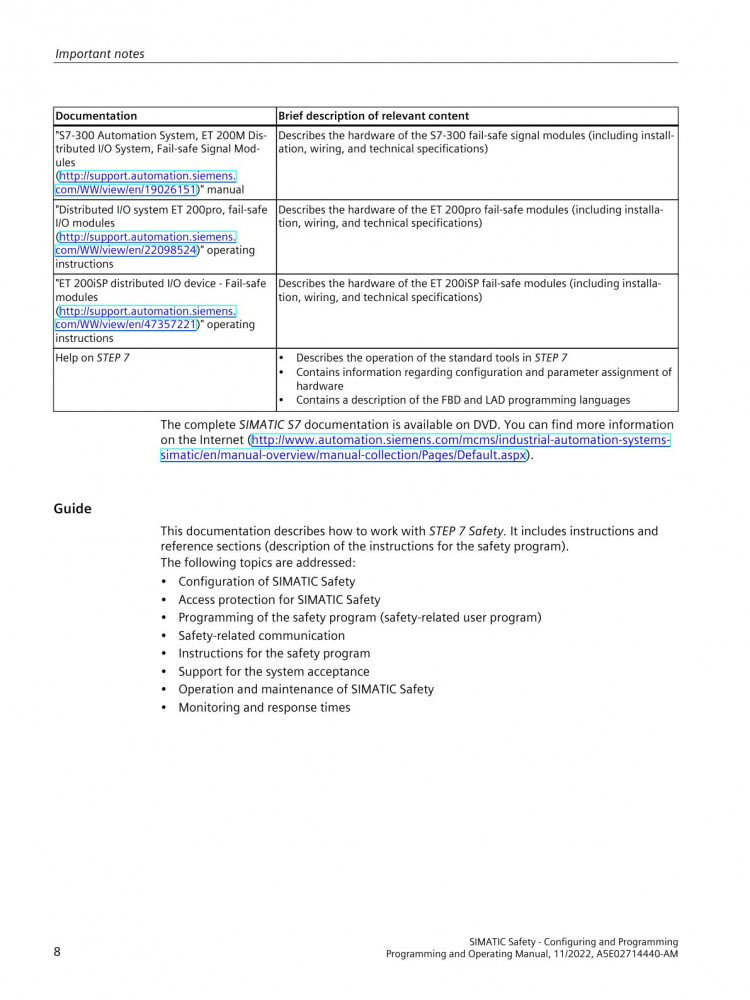 SIMATIC Safety document page 8