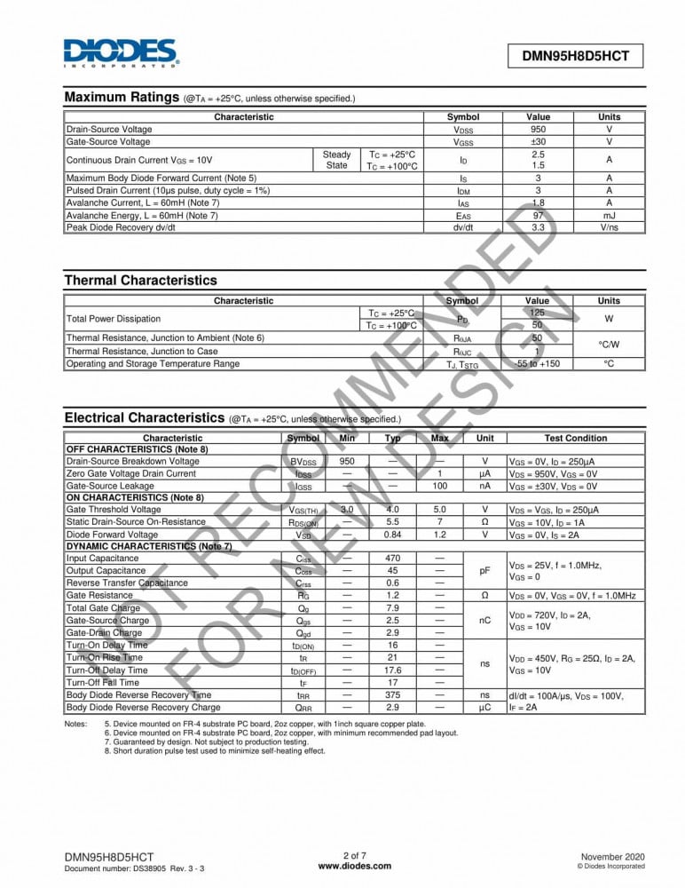 DMN95H8D5HCT datasheet page 2