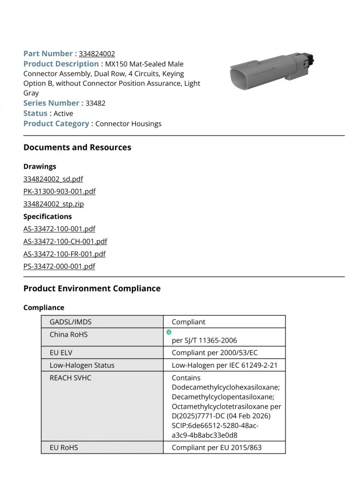 MOLEX product documentation page 1