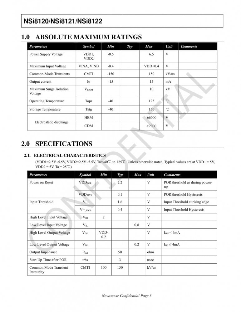 NSI8121N1 datasheet page 3