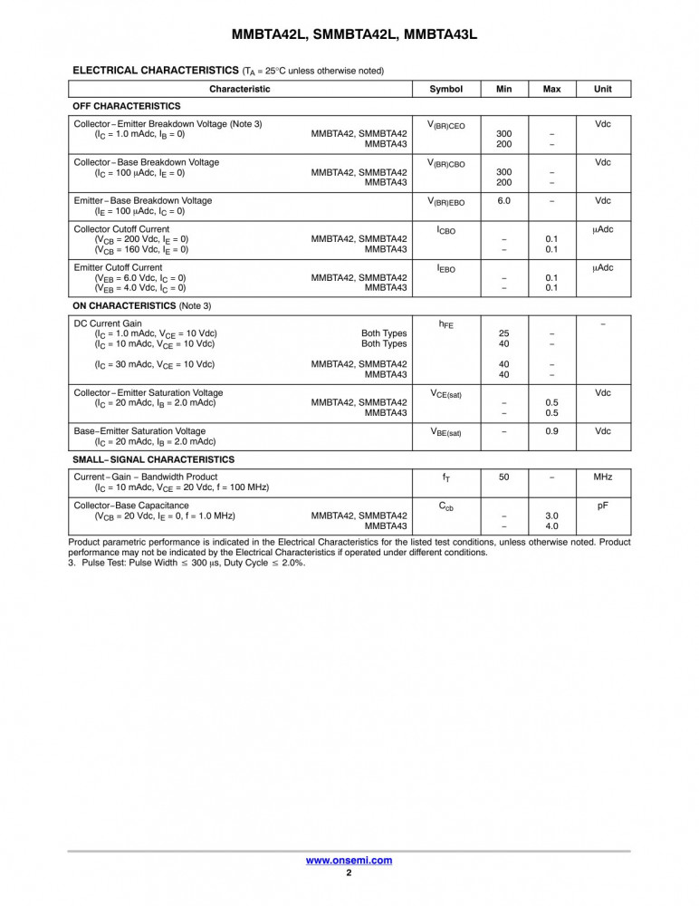 MMBTA42LT1G datasheet page 2