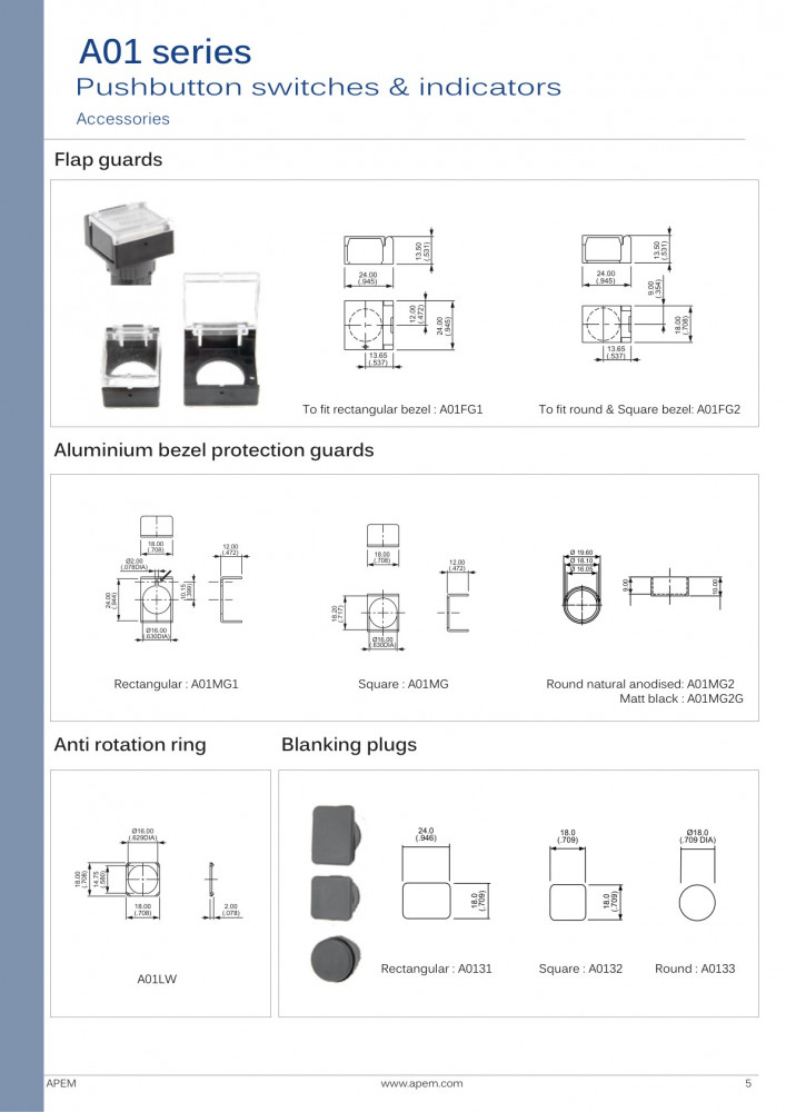 APEM A01 series datasheet page 5